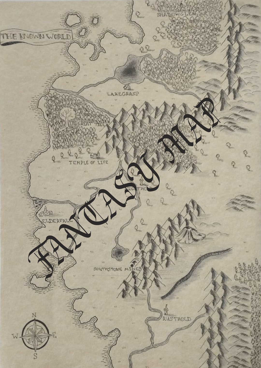 The Known World Map - Etsy