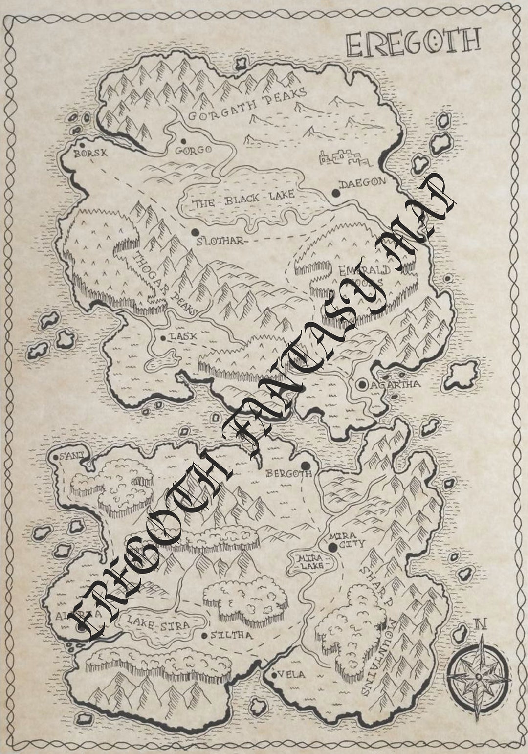 Eregoth Fantasy World Map - Etsy