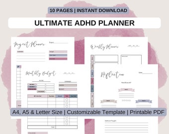 ADHD Daily Checklist Bundle for Planning and Productivity Printable and ...