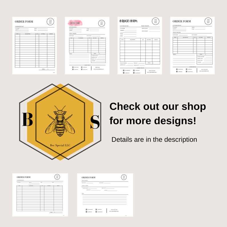Order Form Template Order Tracker Purchase Order Form - Etsy