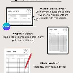 Large Order Form Template, Order Tracker, Purchase Order Form, Custom ...