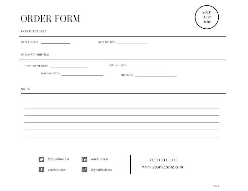 Order Form Template, Large Orders, Order Tracker, Purchase Order Form ...
