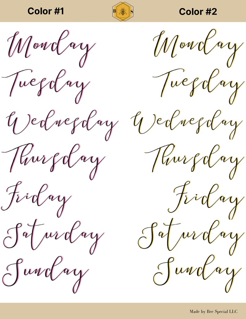 Planner Stickers Days of the Week Stickers for Planers - Etsy