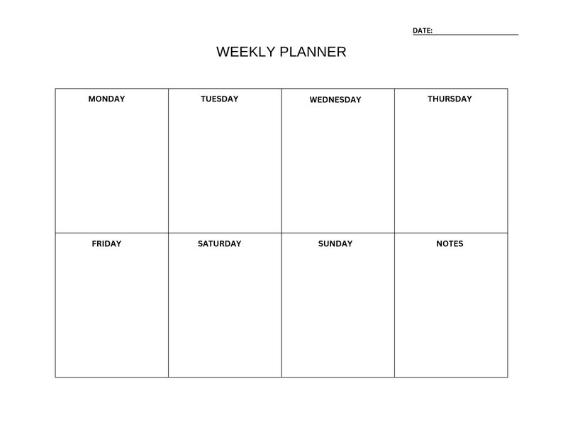 Weekly Planner Printable Landscape, Minimalist Weekly Undated Calendar ...