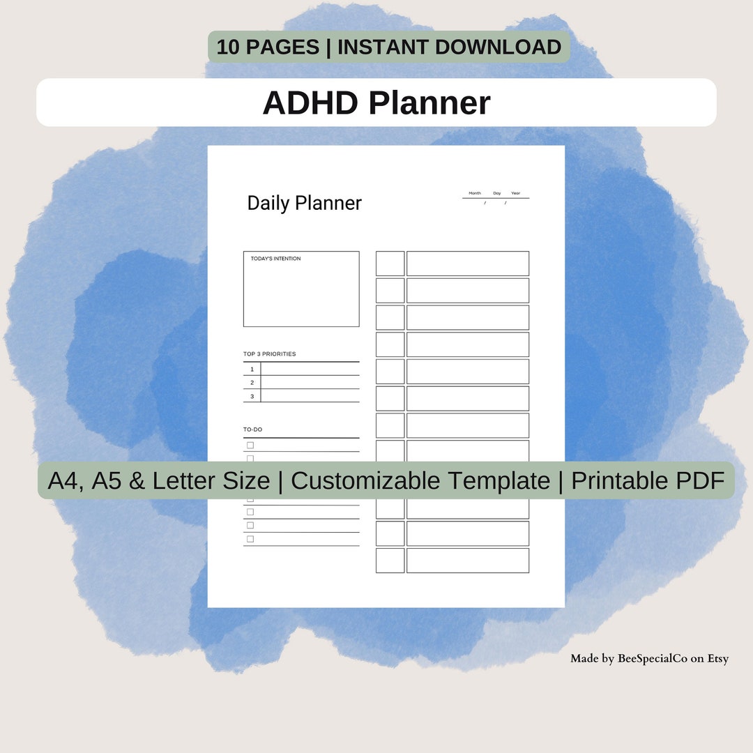 ADHD Print Planner ADHD Planner Adults ADHD Planner Daily - Etsy