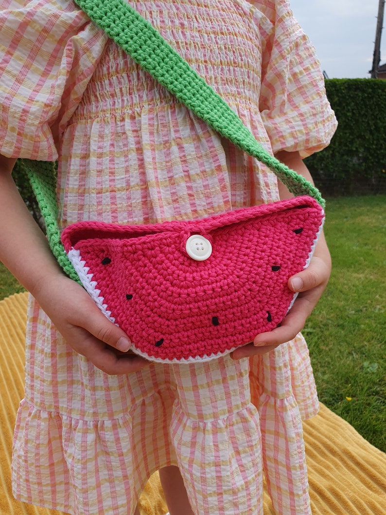 Pattern for Girls Crochet Watermelon Shoulder Bag - Etsy