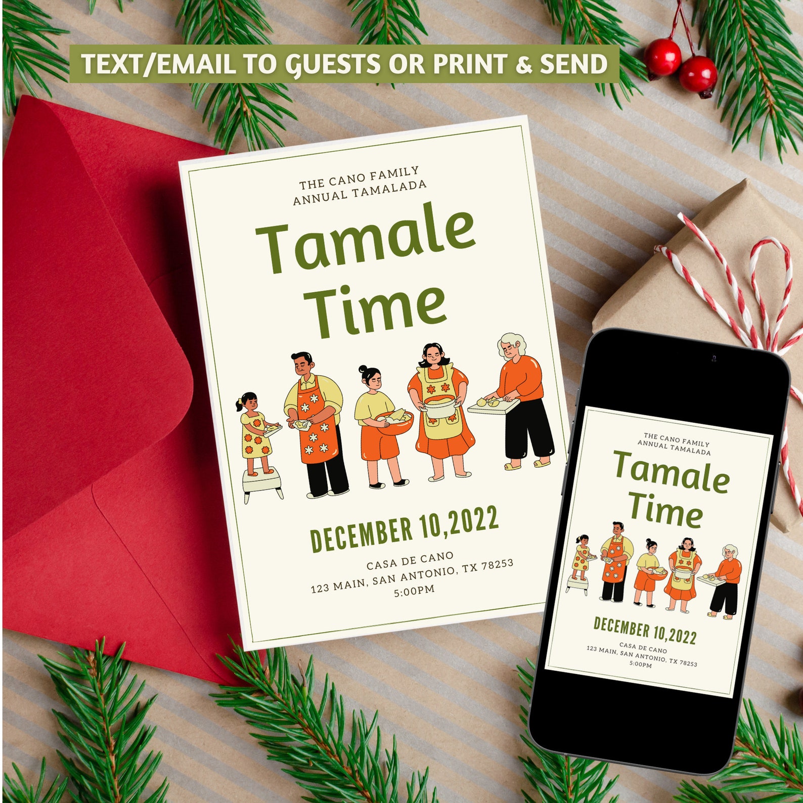 Tamale Time, Holiday Party, Tamalada, Christmas Party, Printable ...