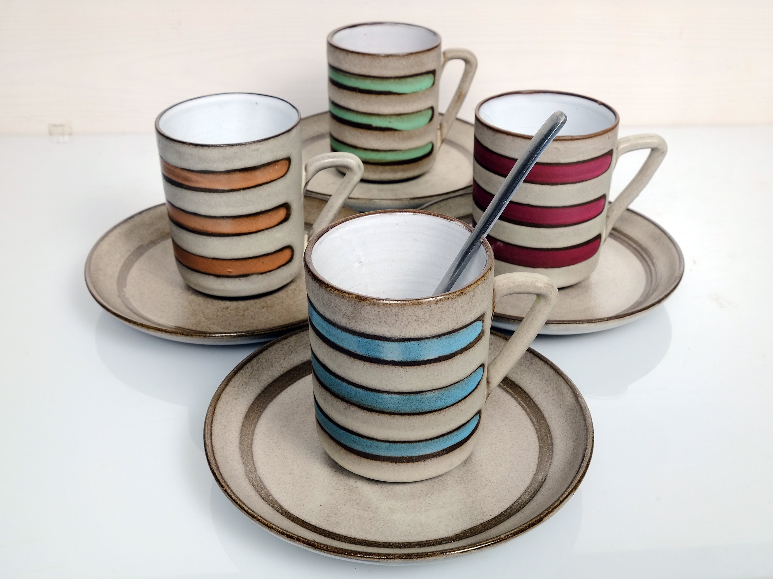 70s Coffee Cups 4 Pieces Espresso Cups Vintage Ceramic Stylish - Etsy