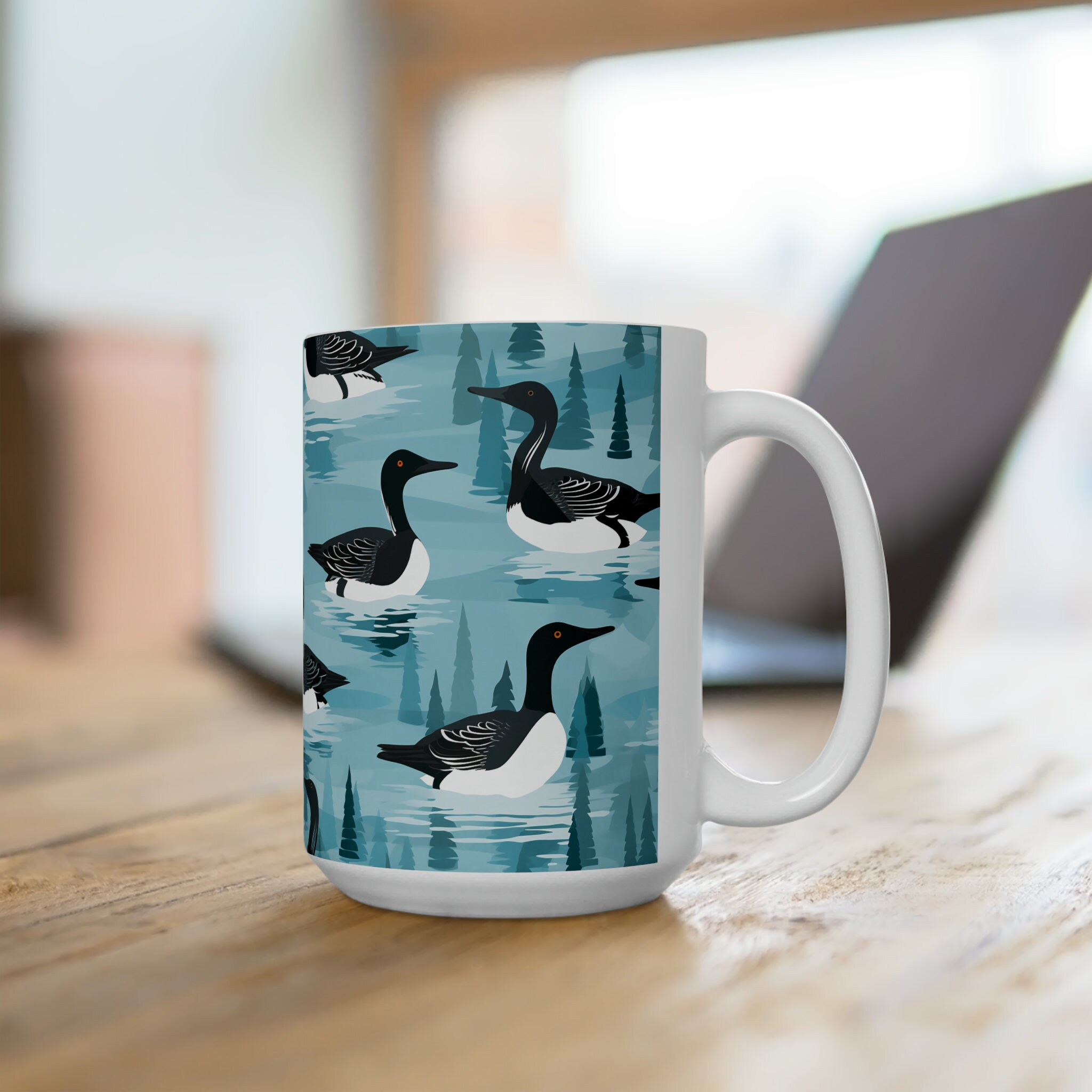Loon Coffee Mug White Glossy Coffee Mug Loon Ceramic Mug - Etsy
