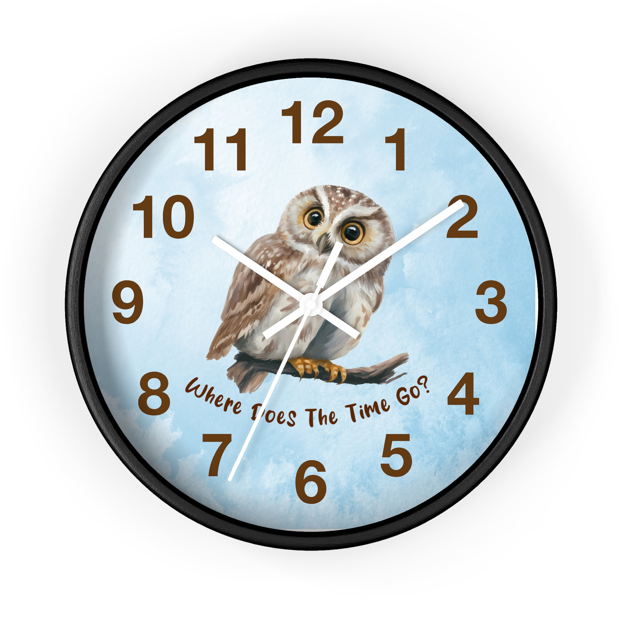 Where Does the Time Go? Owl 10" Wall Clock,fun Country Owl Round Wall ...