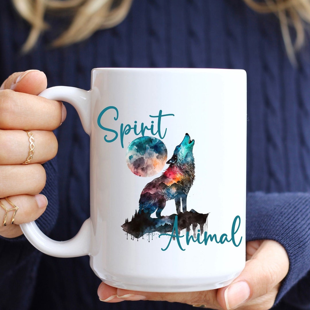 Wolf Spirit Animal Coffee Mug, Wolf Spirit Animal Mug, Wolf Coffee Mug ...