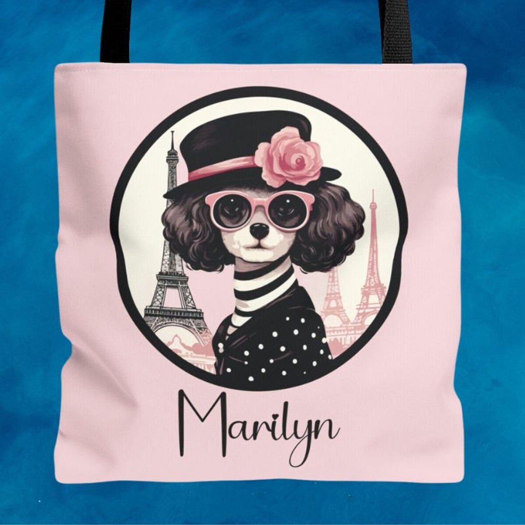 Paris Poodle Tote Bag, Sophisticated Poodle in Paris Totebag, 3 Sizes ...