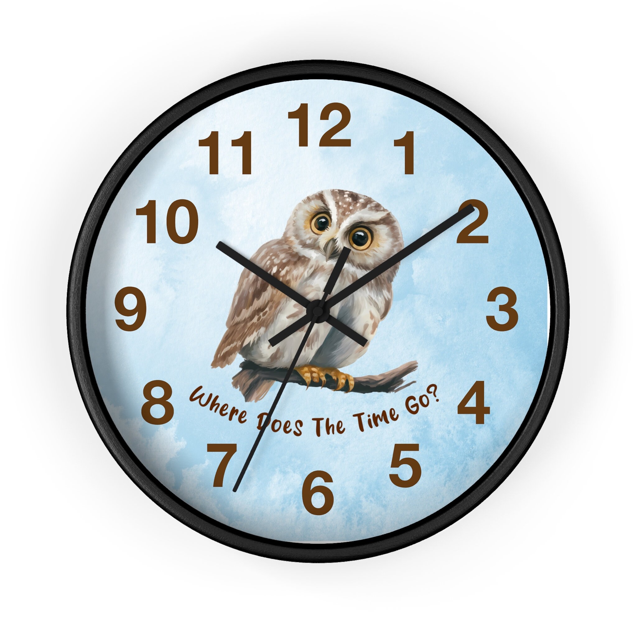 Where Does the Time Go? Owl 10" Wall Clock,fun Country Owl Round Wall ...