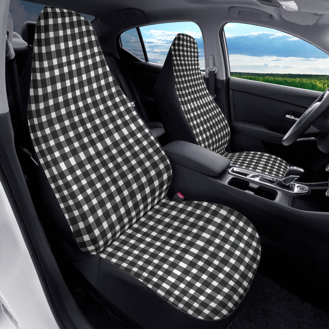 Black and White Plaid Car Seat Covers, Checkered Seat Cover for Car for ...