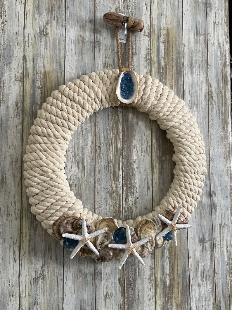 Oyster Shell Wreath, Beach Inspired, New England Oyster Shells, Natural Oyster Shells, Clusters ...