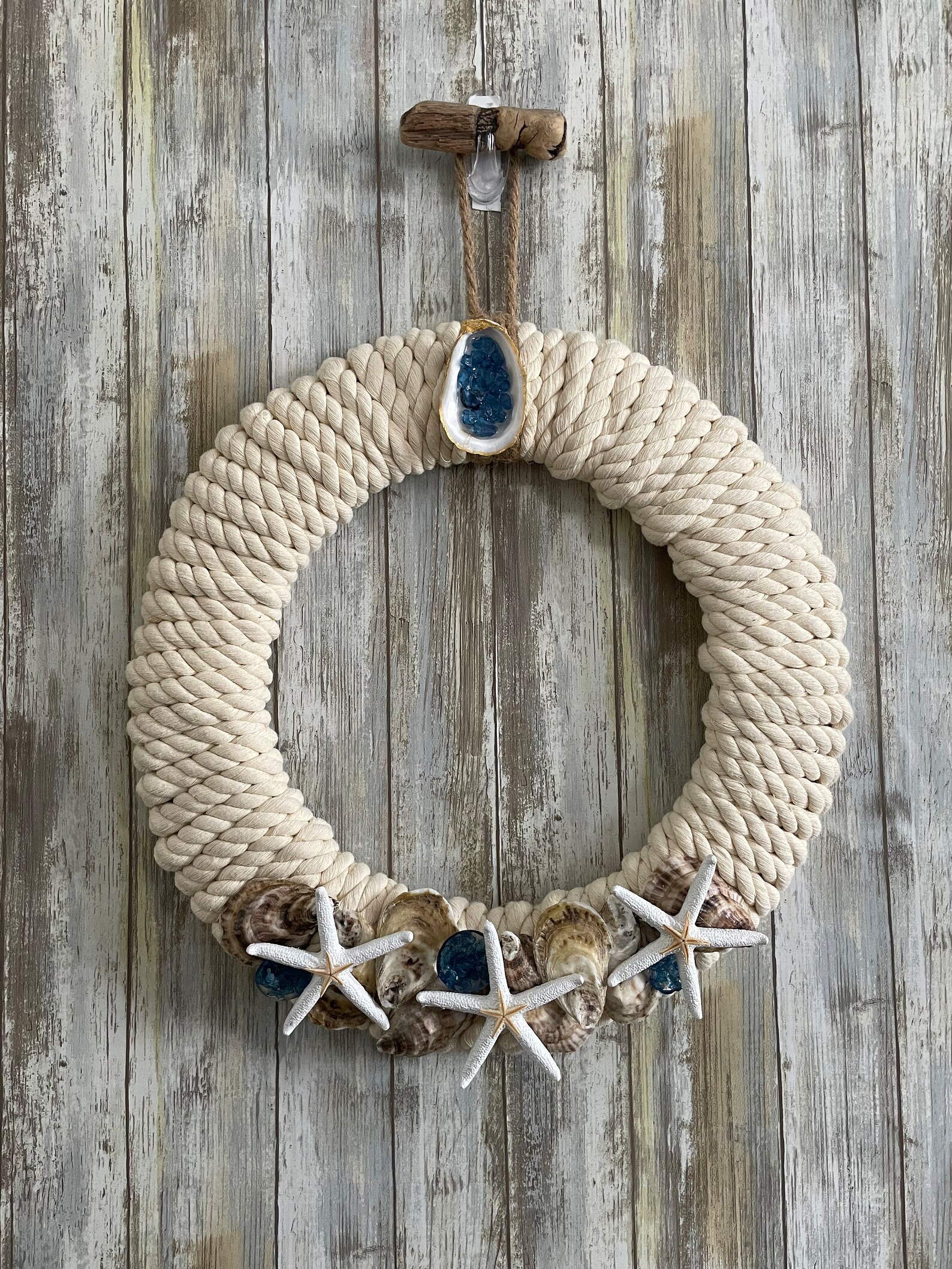 Oyster Shell Wreath, Beach Inspired, New England Oyster Shells, Natural Oyster Shells, Clusters ...