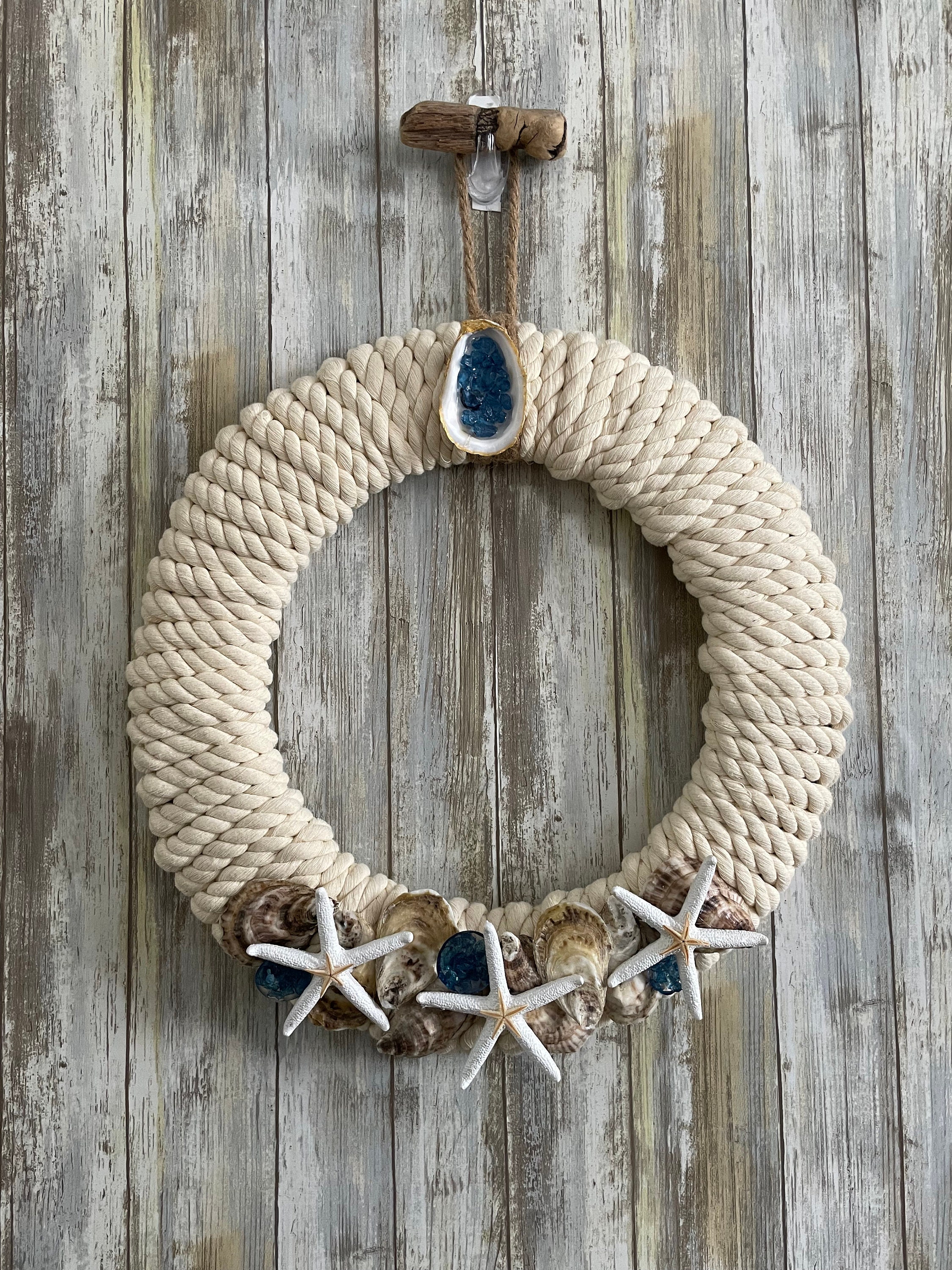 Oyster Shell Wreath, Beach Inspired, New England Oyster Shells, Natural Oyster Shells, Clusters ...