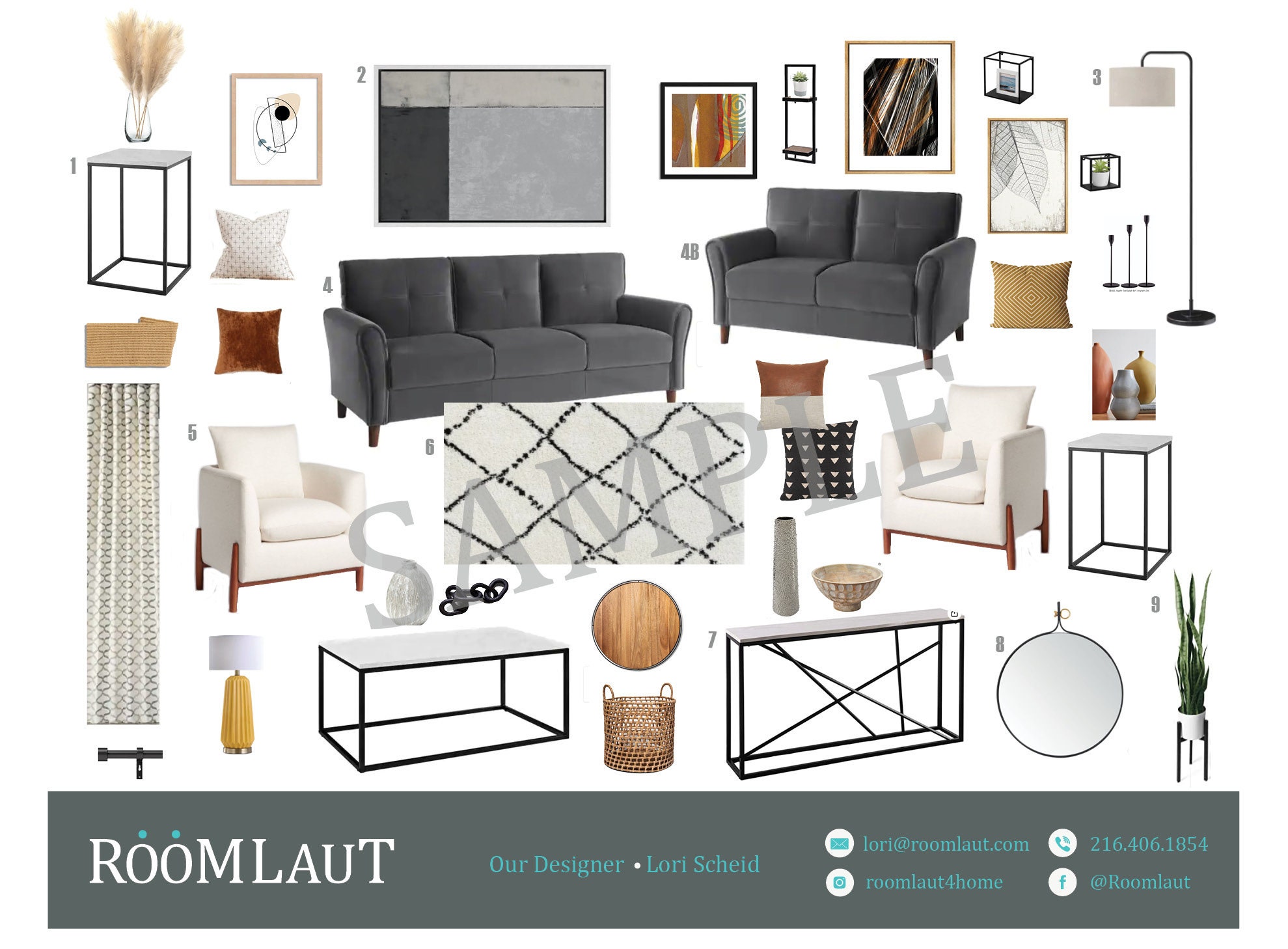 Living Room Grey With Rust Mood Board, Room Scheme and Shopping Guide ...