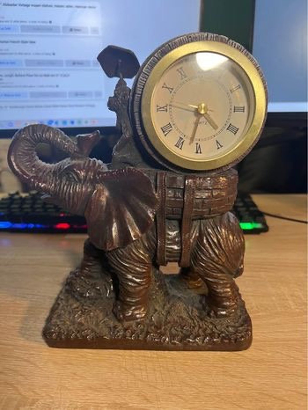 Vintage Brass Colonial Clock Company Elephant Clock - Etsy