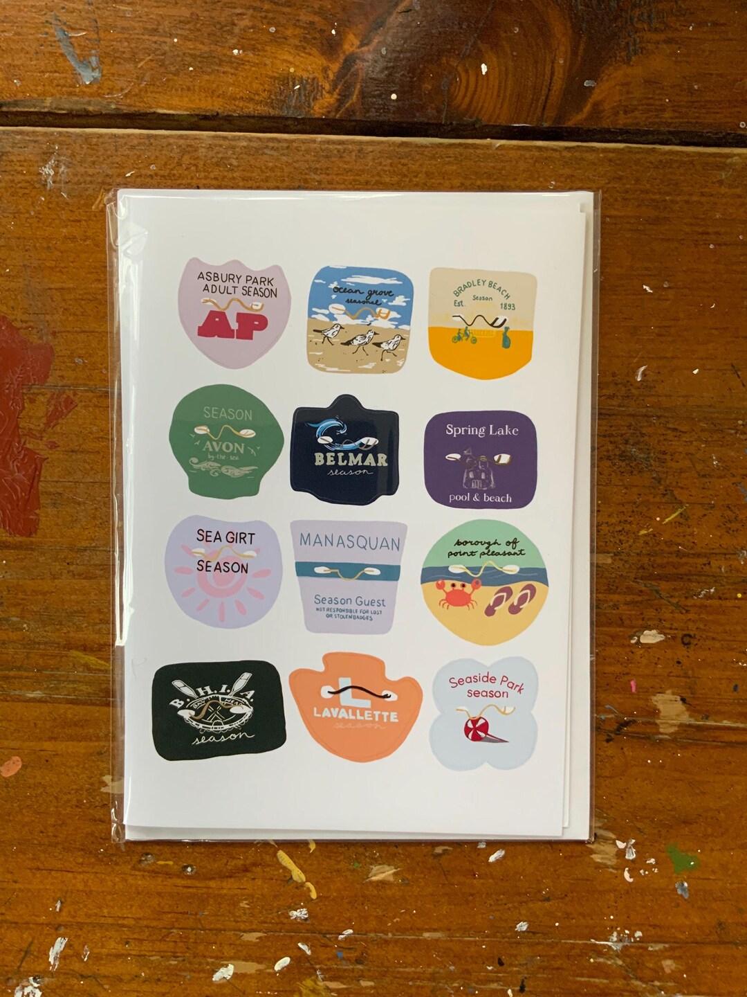 Jersey Shore Beach Badges Notecard - Etsy
