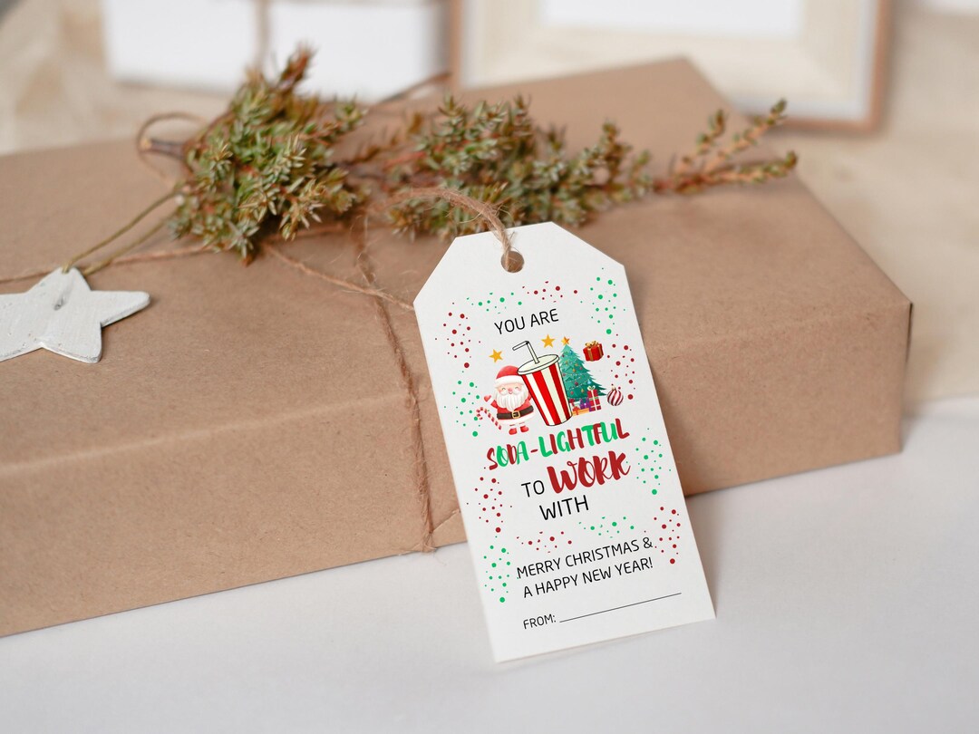 You Are Soda-lightful to Work With Christmas Tag, Soda Gift Tag ...