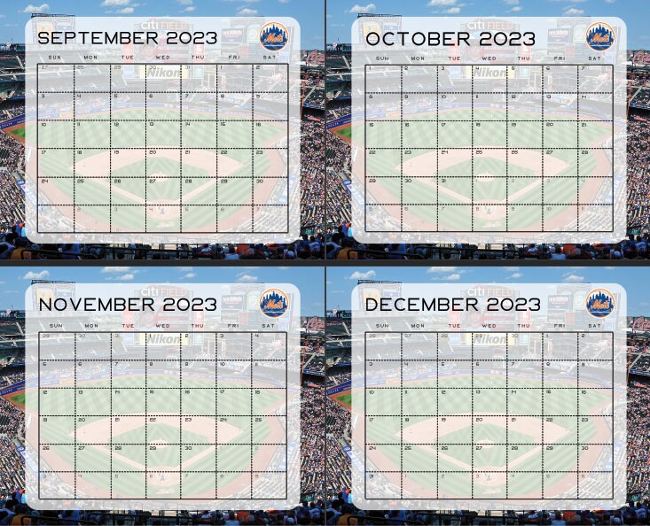 New York Mets Printable 2023 Monthly Calendar Instant - Etsy