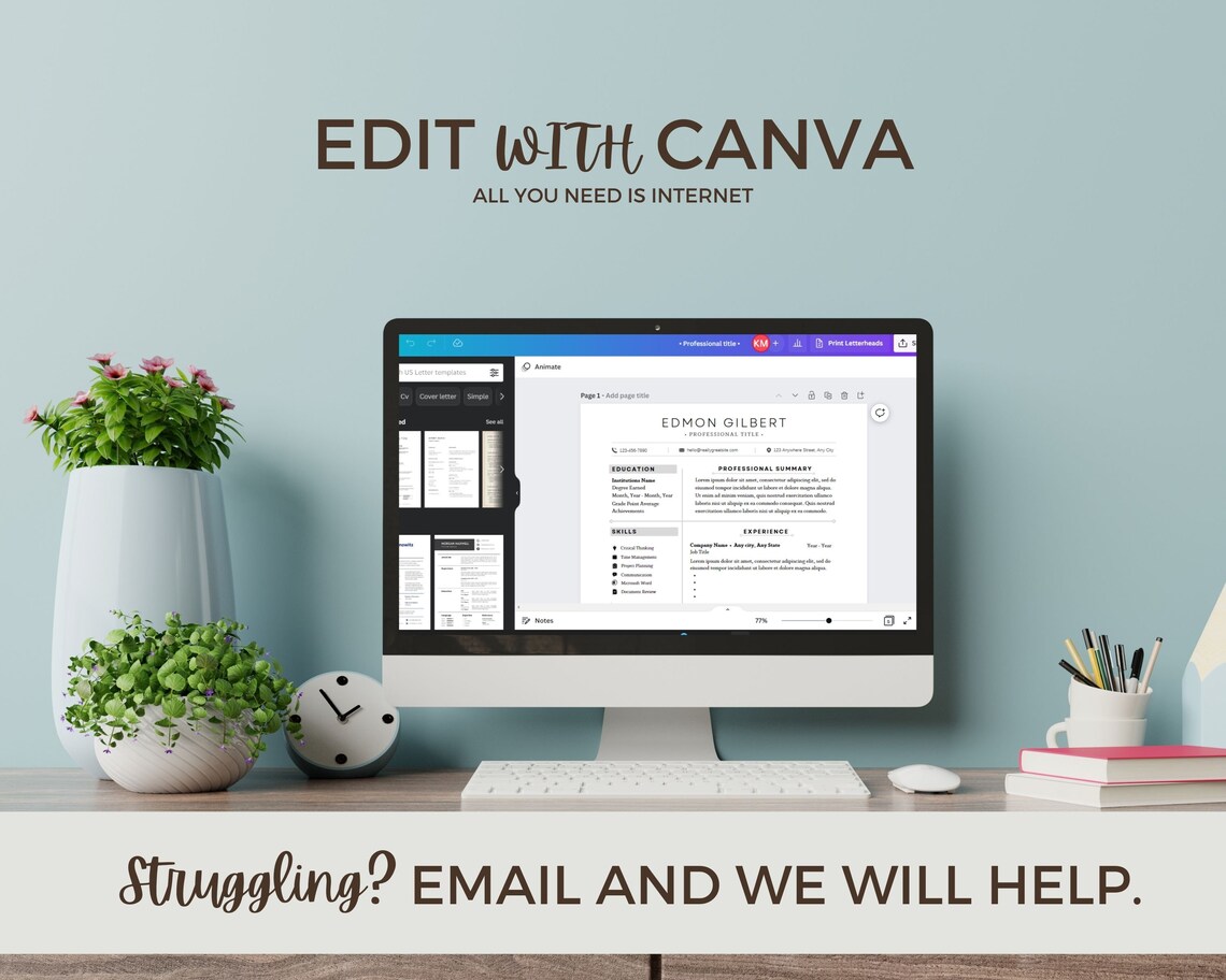 Resume Template: Professional Modern Resume Template for Canva for an ...