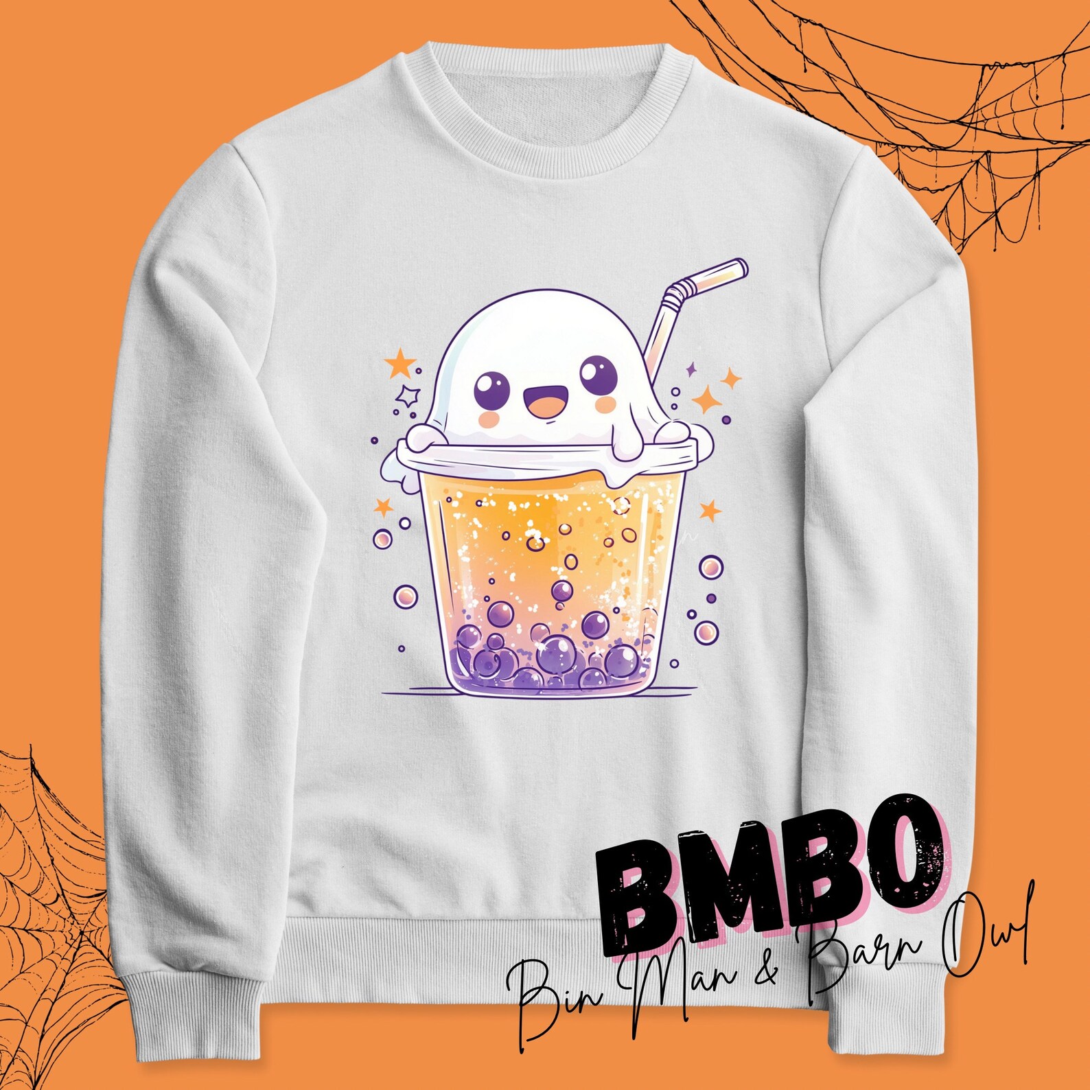 Bubble Ghost'tea - Kawaii Ghost in Bubble Tea Illustration | Cute ...