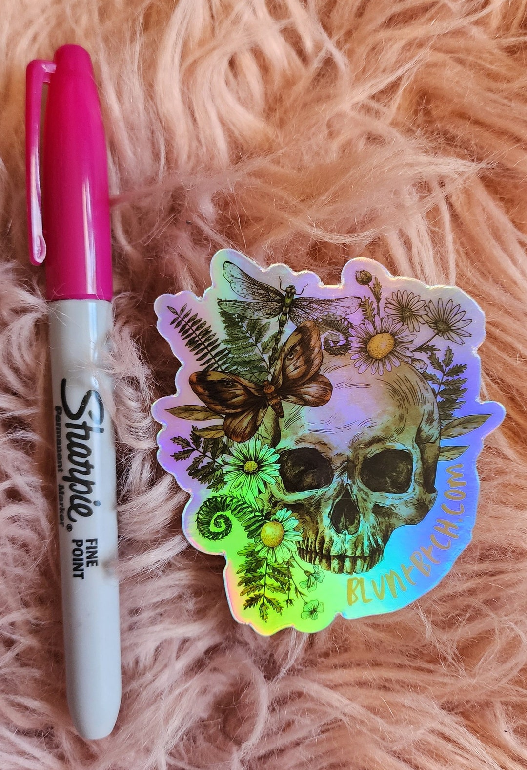 Holographic Vinyl Bluntbtchapparel Decal Skull Moths Flower Sticker ...