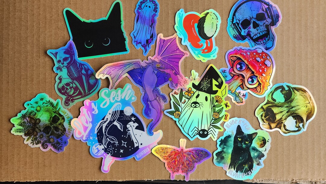 Handmade Sticker Pack INCLUDES 13 STICKERS Christmas Gift Holographic ...