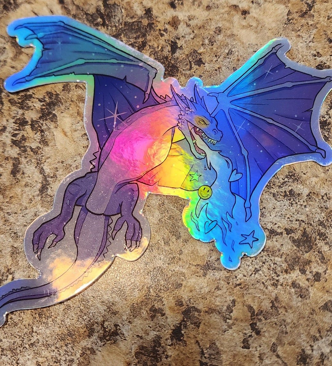 Dragon Sticker - Holo Sticker - Handmade Decals - Cool Sticker ...