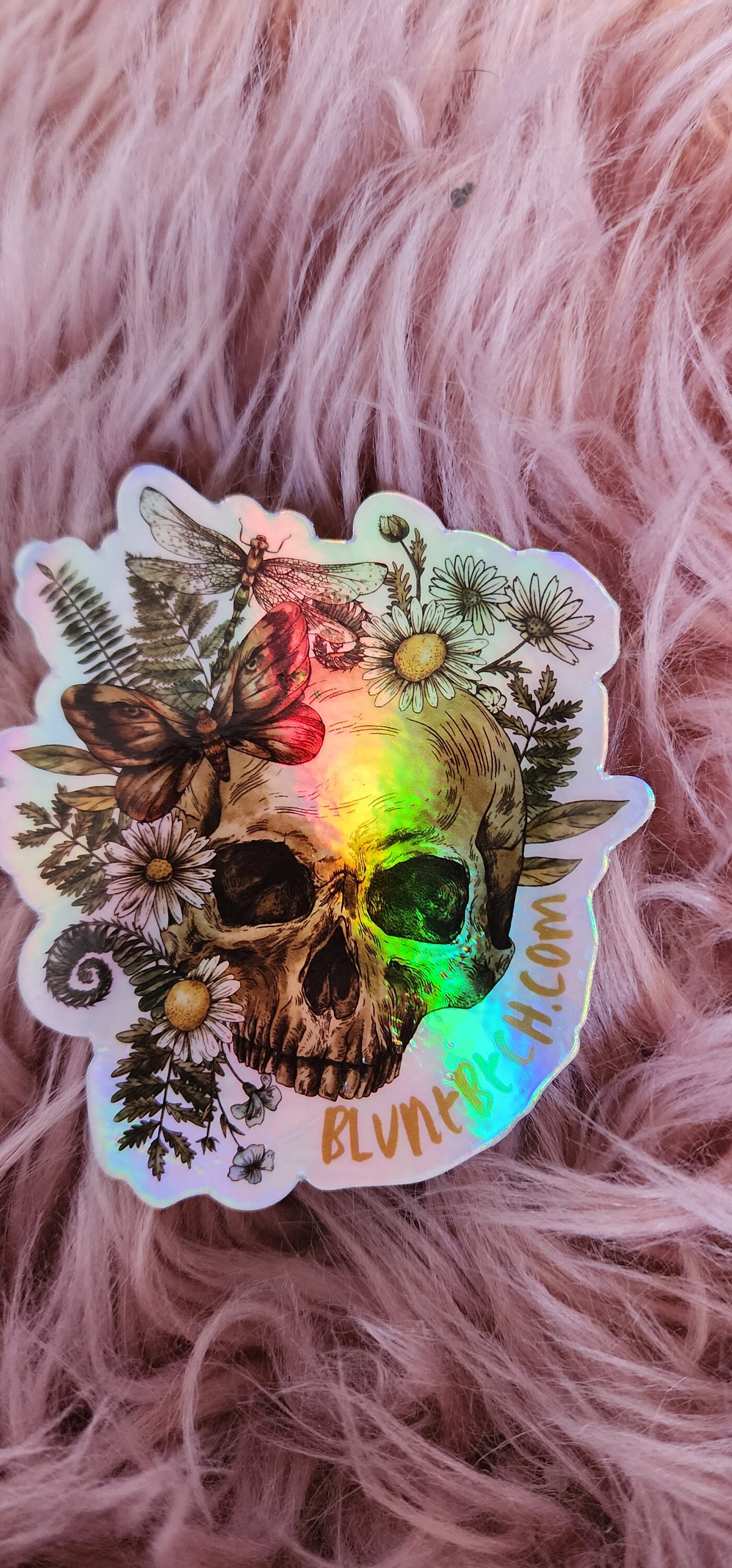 Holographic Vinyl Bluntbtchapparel Decal Skull Moths Flower Sticker ...