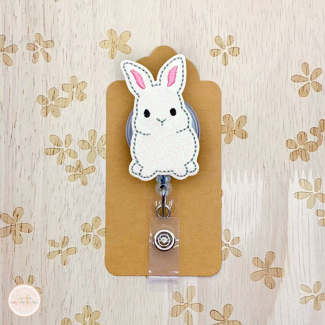 Cute Bunny Badge Reel, Rabbit Badge Reel, Spring Badge Reel, Easter ...