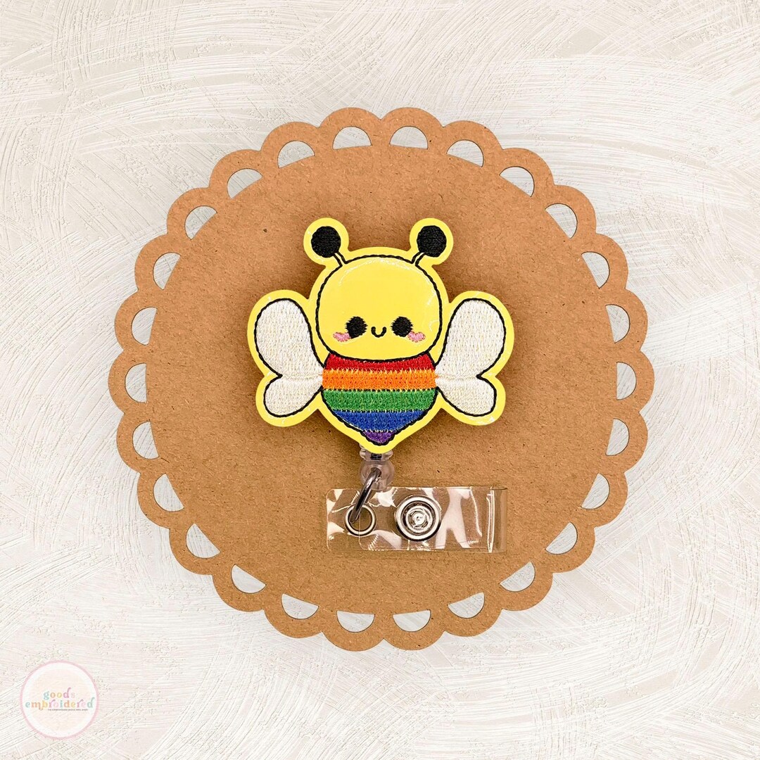 Pride Bee Badge Reel, LGBTQ Badge Reel, Inclusive Badge Reel, Nurse ...