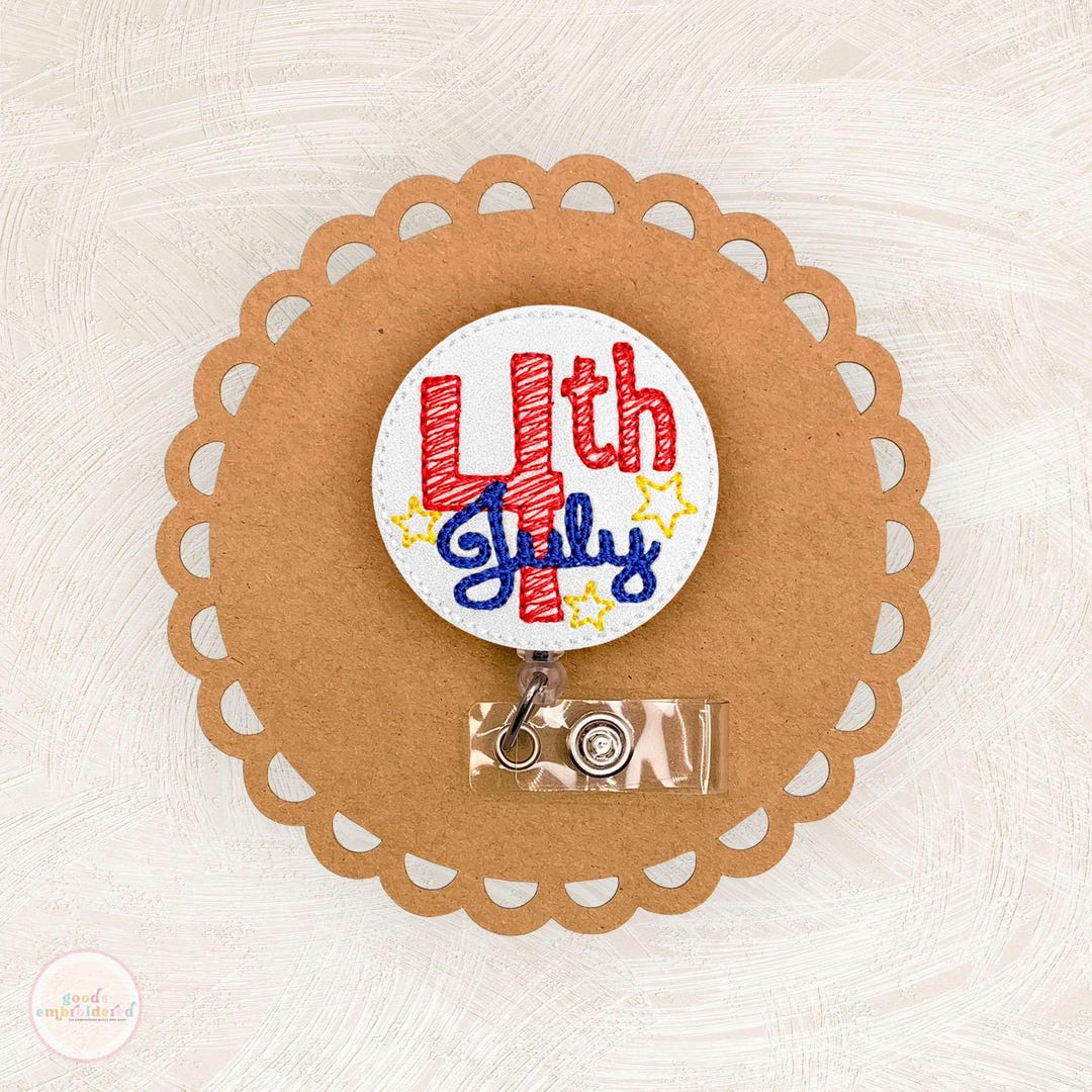 July 4th Badge Reel, 4th of July Badge Reel, Independence Day Badge ...