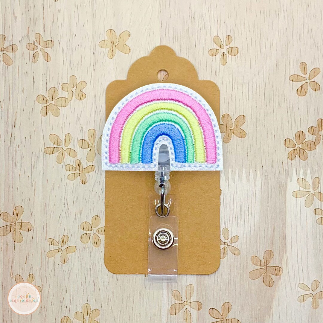 Pastel Rainbow Badge Reel, Spring Badge Reel, Easter Badge Reel ...