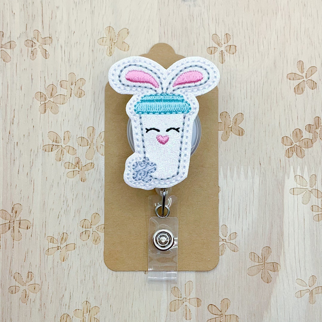 Bunny Coffee Badge Reel, Rabbit Badge Reel, Spring Badge Reel, Easter ...