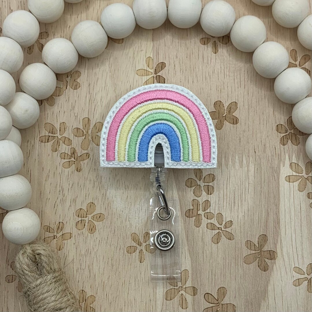 Pastel Rainbow Badge Reel Spring Badge Reel Easter Badge - Etsy