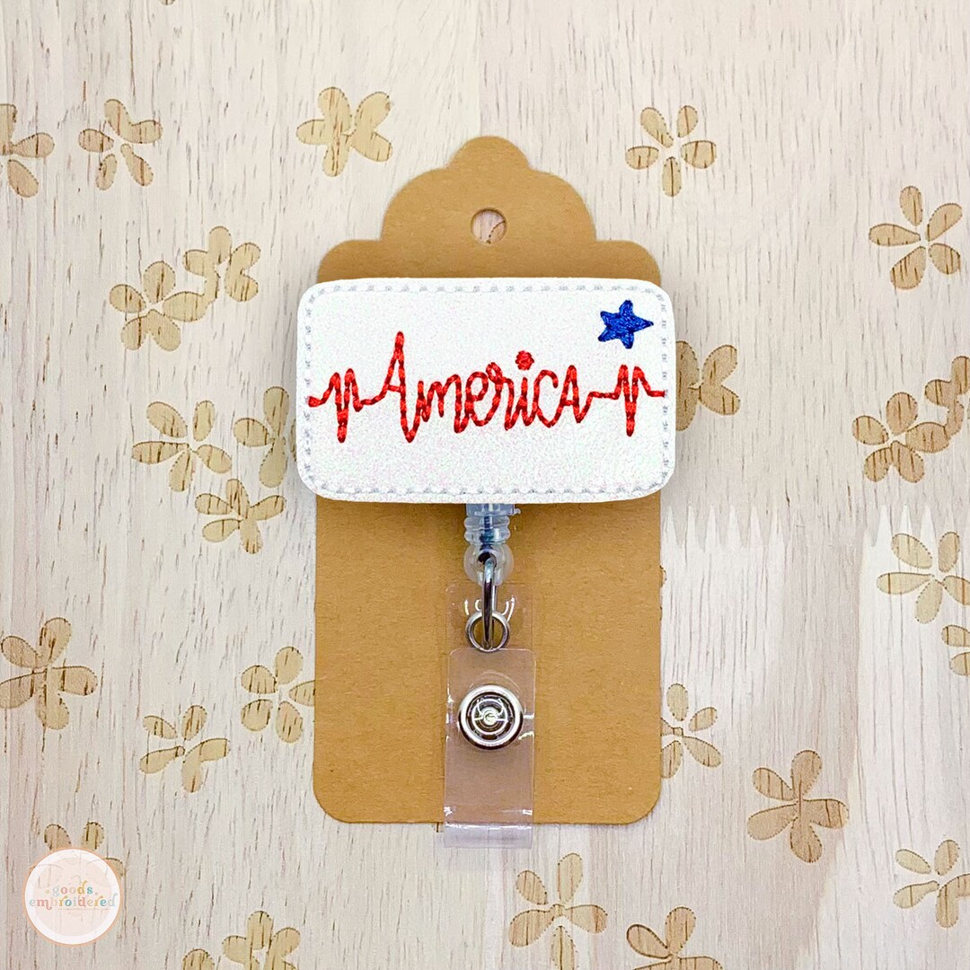 America EKG Bbadge Reel, America Badge Reel, 4th of July Badge Reel ...