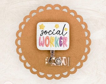 Social Worker Badge Reel Retractable ID Holder Gift Social Work - Etsy