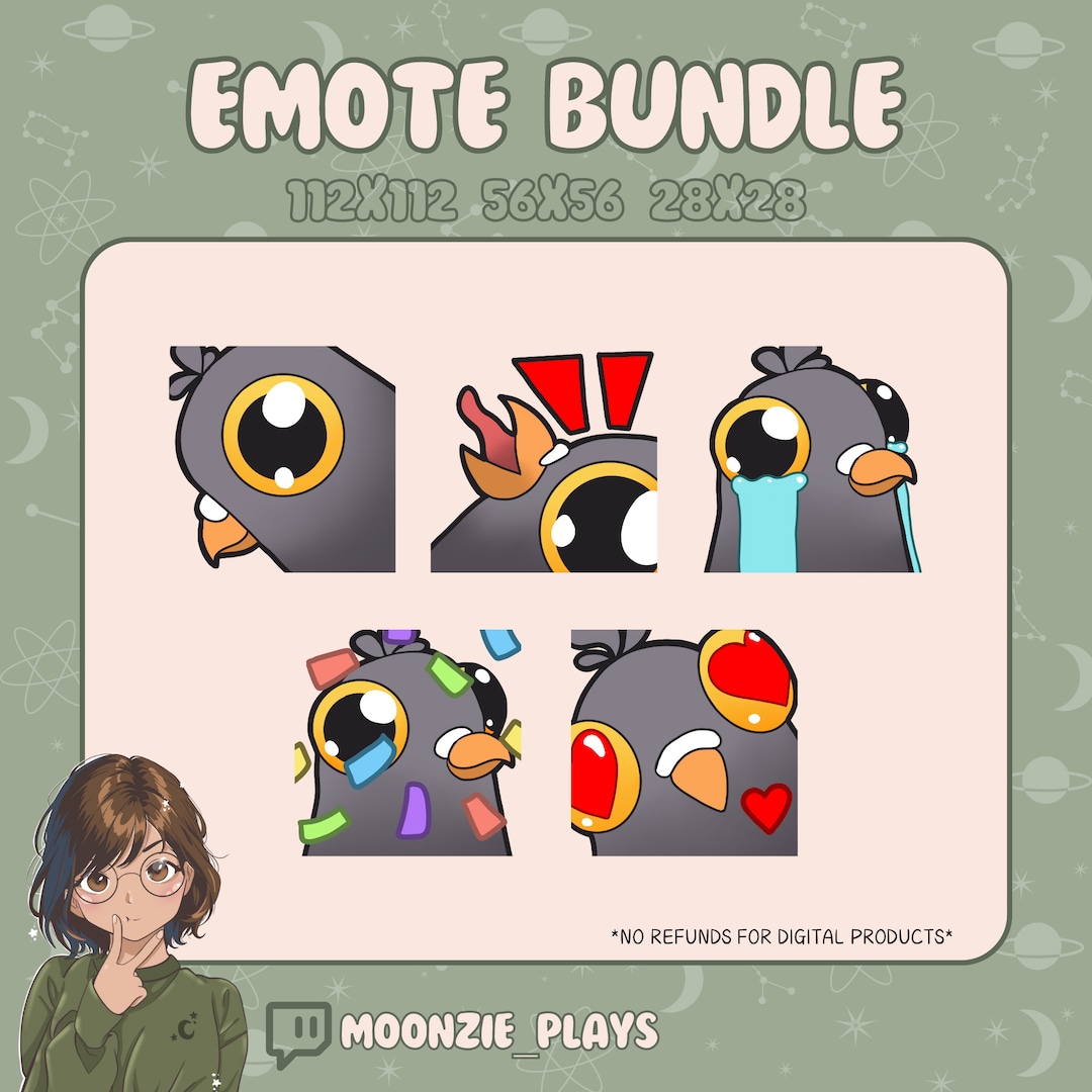 Pigeon Emotes for Discord and Twitch. Funny Bird Emotes. Digital ...