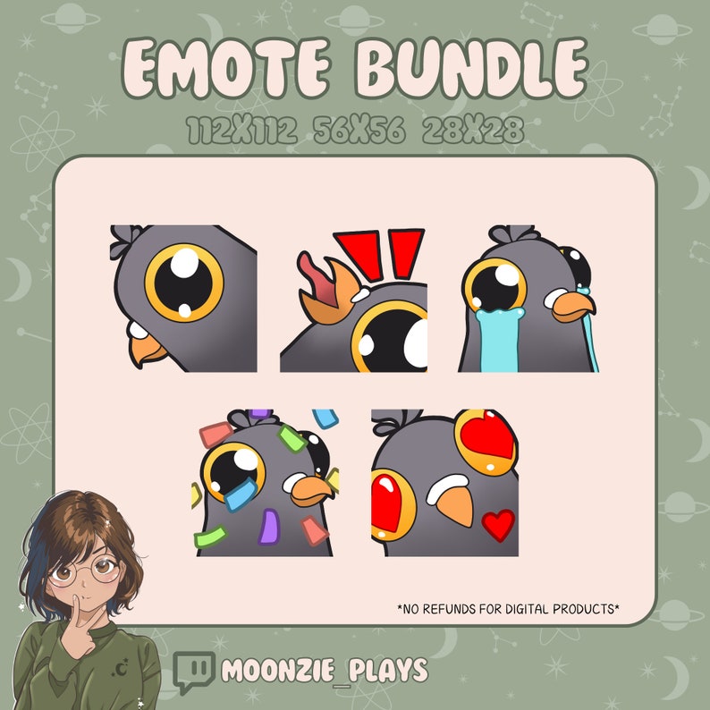 Pigeon Emotes for Discord and Twitch. Funny Bird Emotes. Digital ...