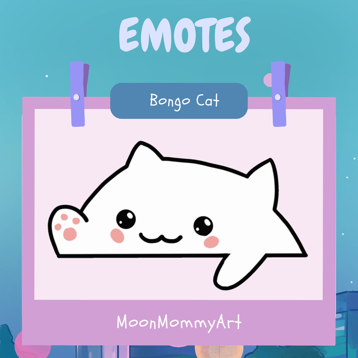 Bongo Cat Kitten Animated Emote | White | Twitch Discord Youtube Emoji ...
