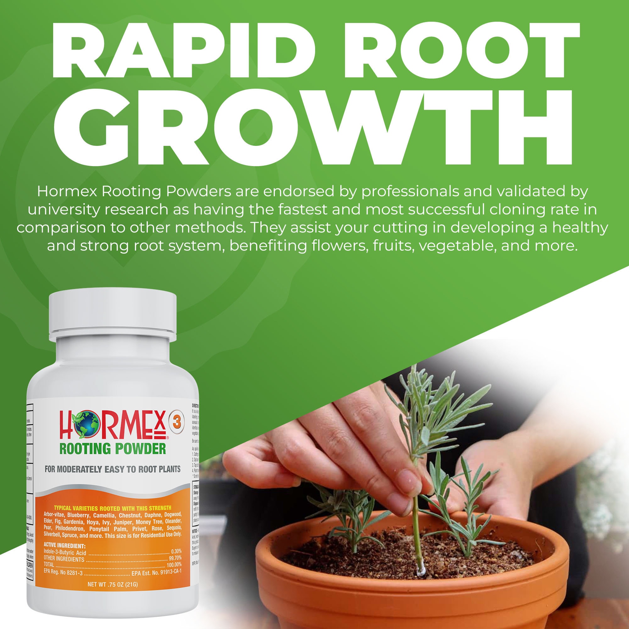 Hormex Rooting Hormone for Cuttings #3 - Rooting Powder for Semi ...
