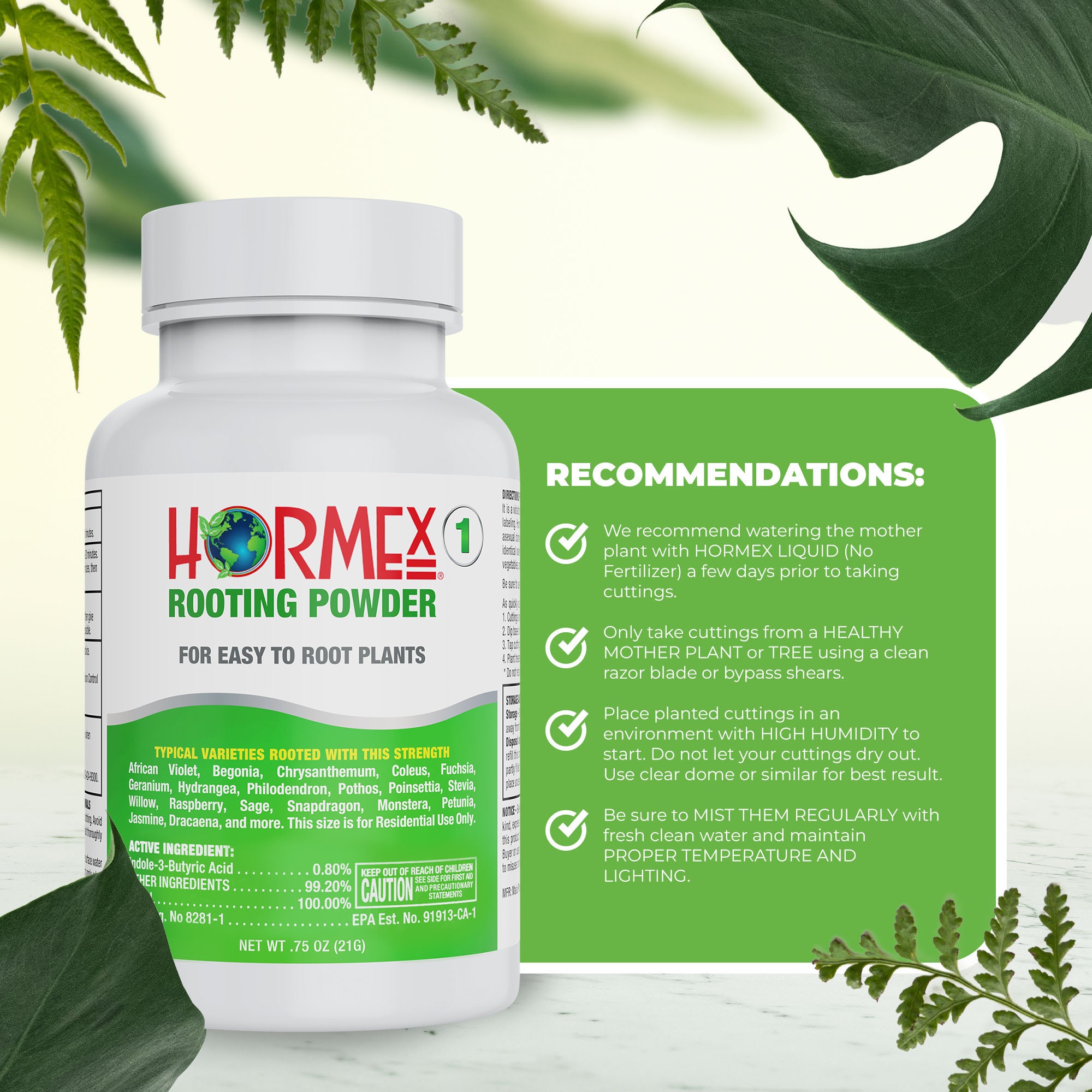 Hormex Rooting Hormone for Cuttings #1 - Rooting Powder for Softwood ...