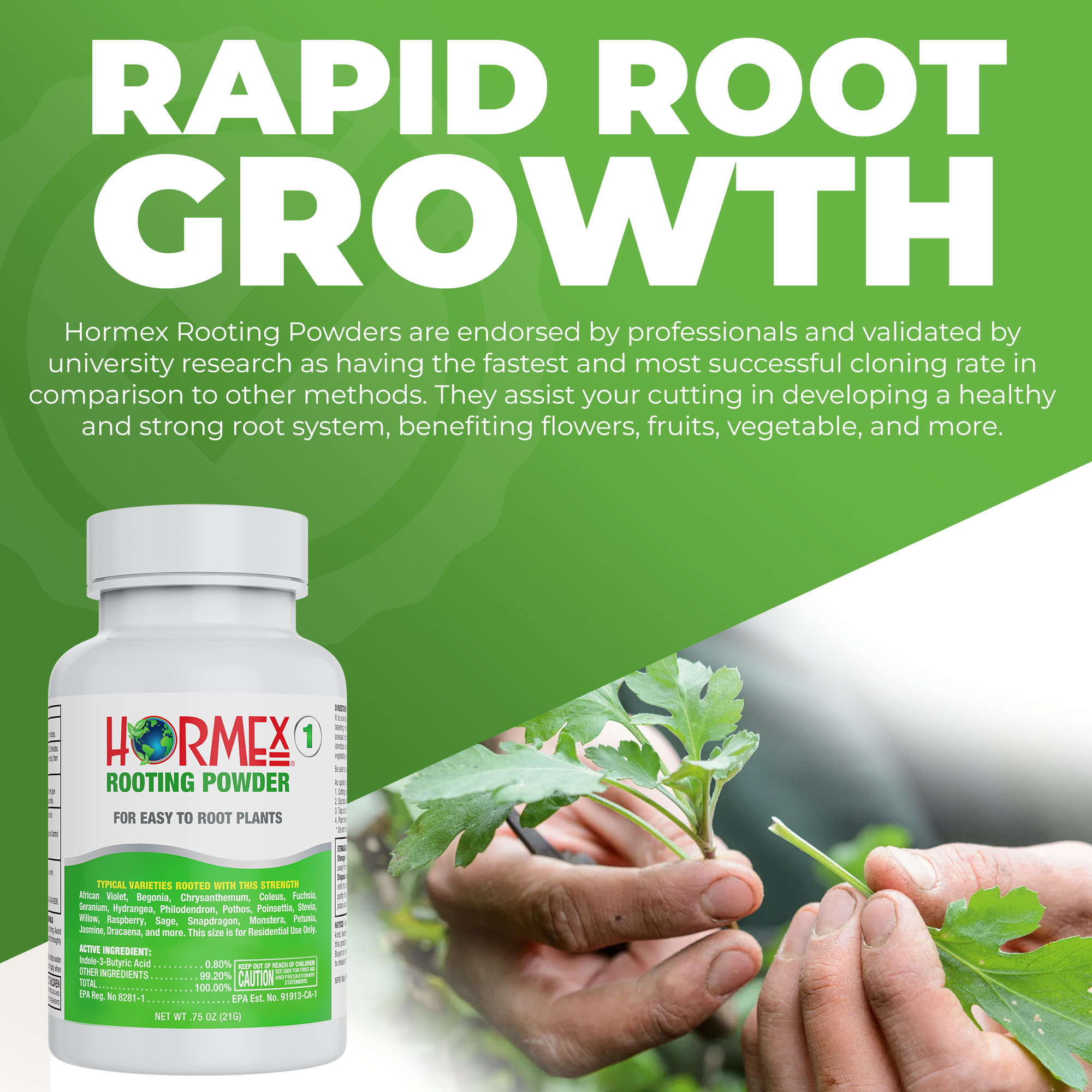 Hormex Rooting Hormone for Cuttings #1 - Rooting Powder for Softwood ...