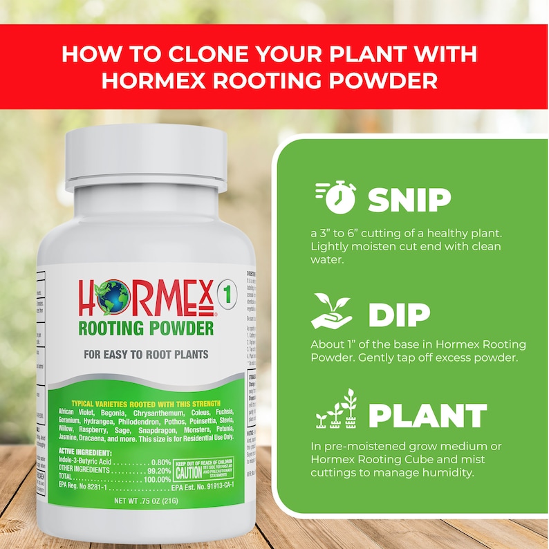 Hormex Rooting Hormone for Cuttings #1 - Rooting Powder for Softwood ...