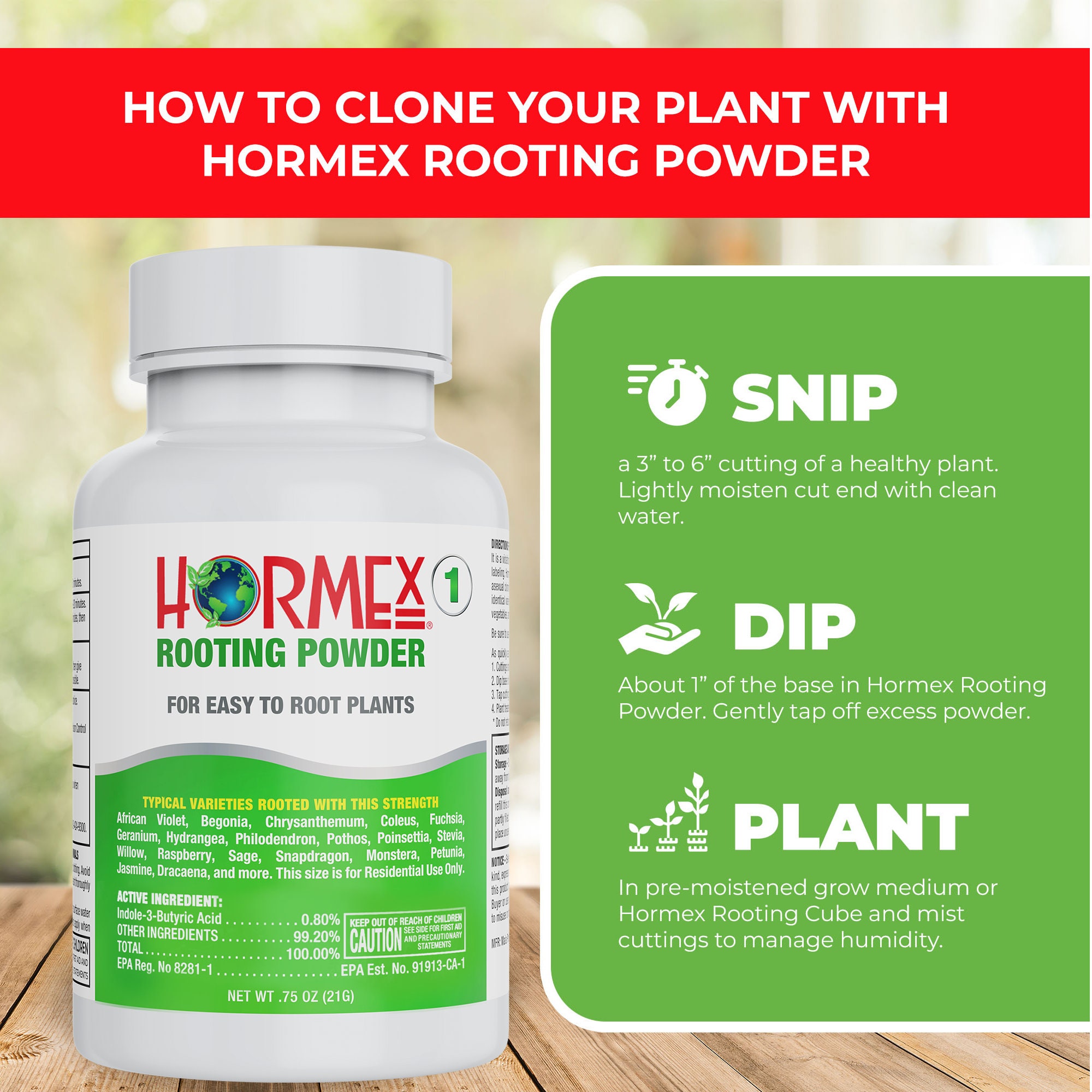 Hormex Rooting Hormone for Cuttings #1 - Rooting Powder for Softwood ...