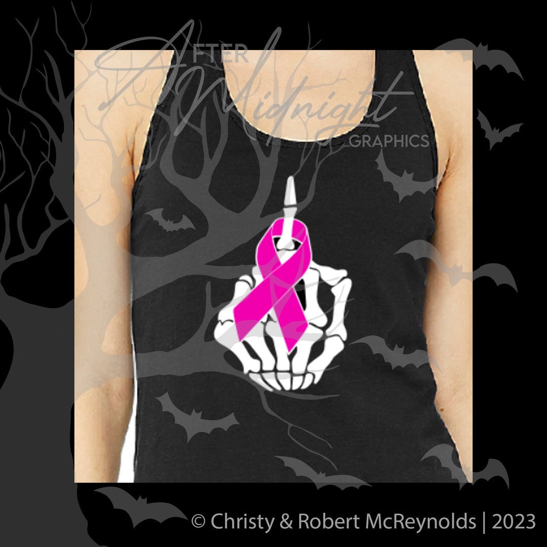 Tank Top • Skeleton Middle Finger • Cancer Ribbon • Fuck Cancer - Etsy