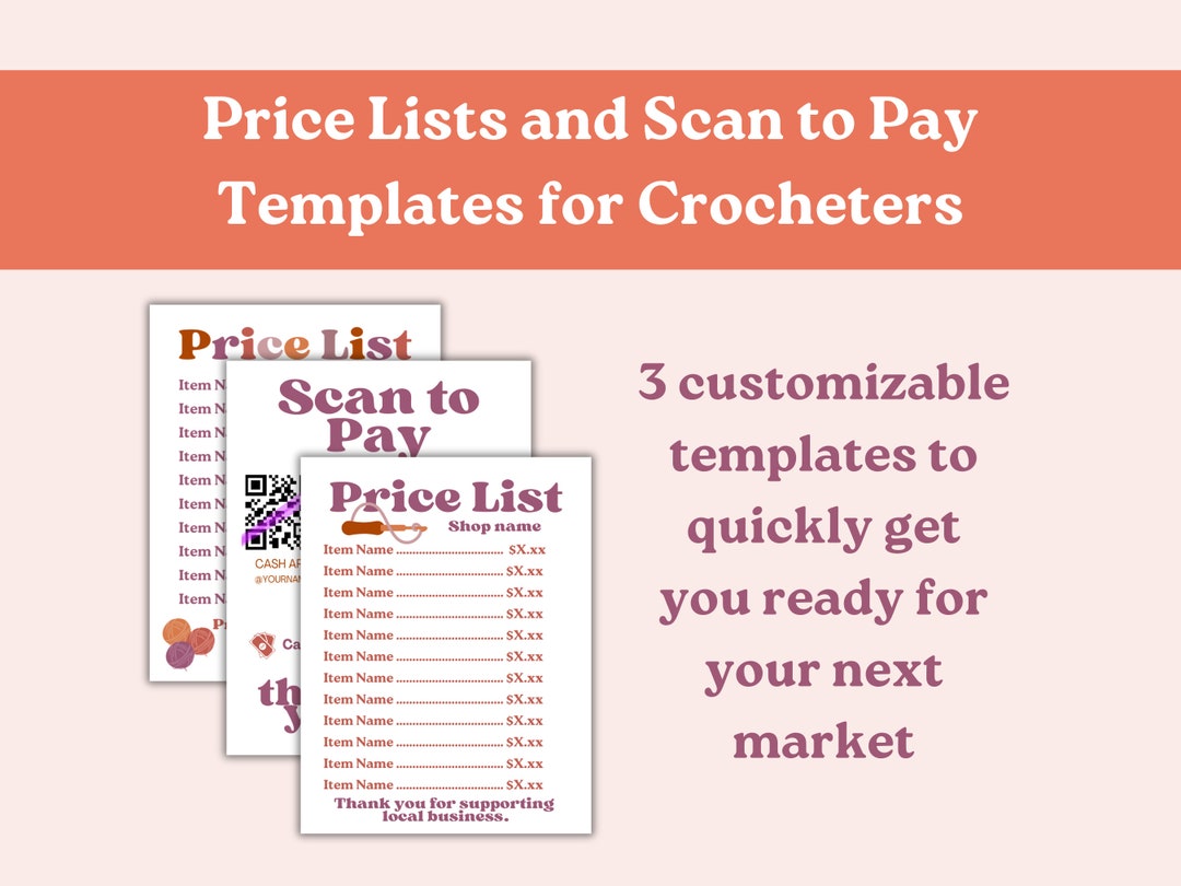 Groovy Price List Template Crochet Business Canva Editable Printable ...
